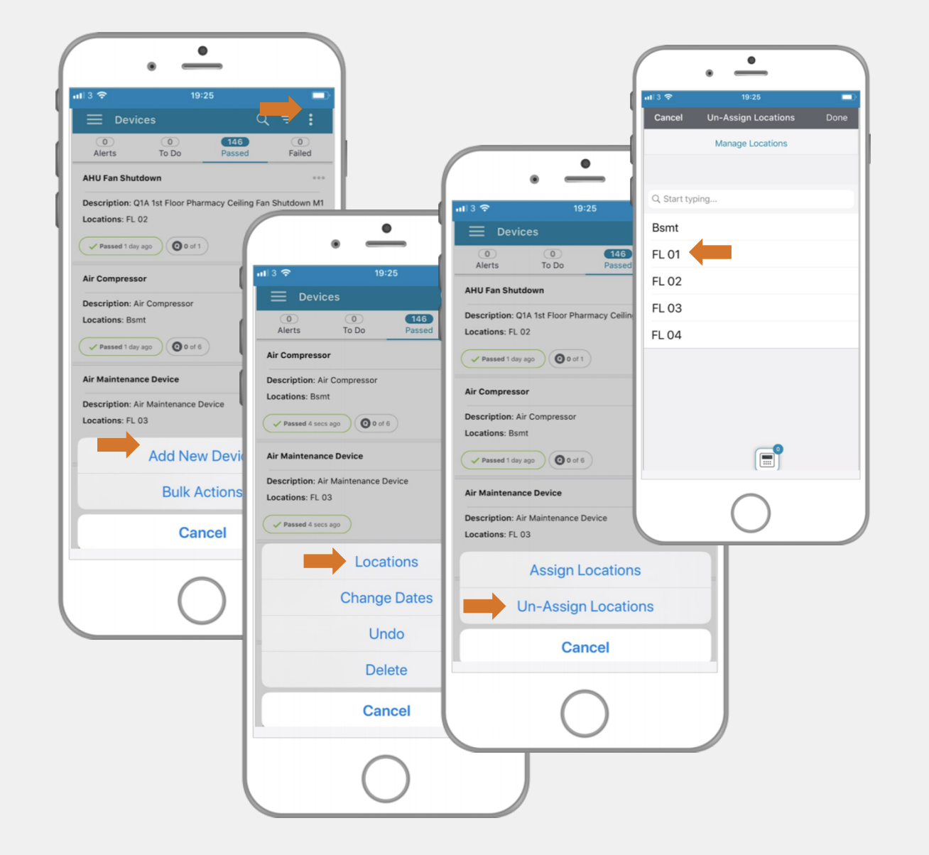 Bulk Actions: Change Locations, Dates, Pass, Undo, and Delete Devices ...