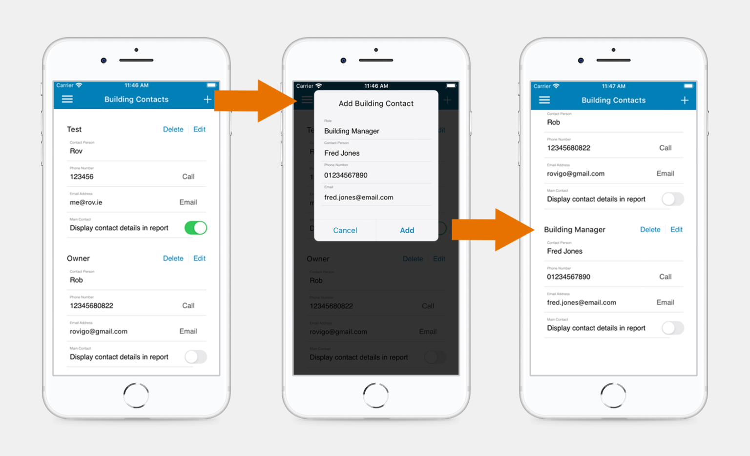 Add and Edit Building Contacts - Xaap Buildings