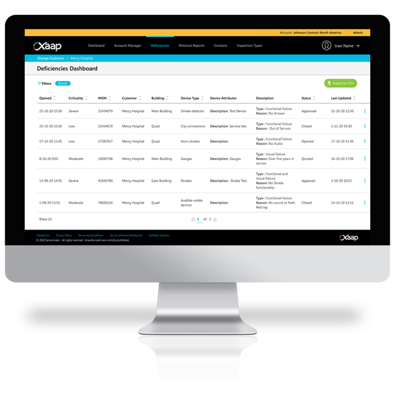 Advanced Deficiency Dashboard - Xaap Buildings
